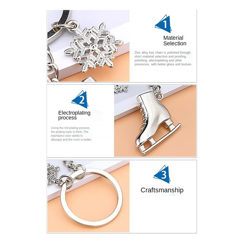 5 Pack Ice Skates Snowflake Keychain Gift 3D Skating Skate Shoe Key ...