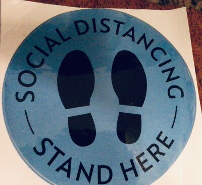 (10) SOCIAL DISTANCE STAND HERE floor stickers - | eBay