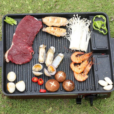 BBQ Grill Pan Plate 32 X 26Cm Portable Non-Stick Coating Butane Gas ...