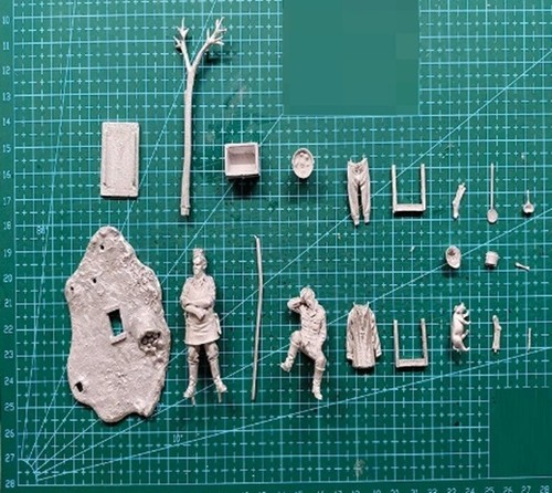 1/32 54mm Resin Figure Model Kit Dog German Soldier Resting Cook WW2 ...