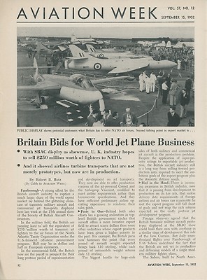 1952 Aviation Article English Air Show SBAC DH 110 Crash Farmborough ...