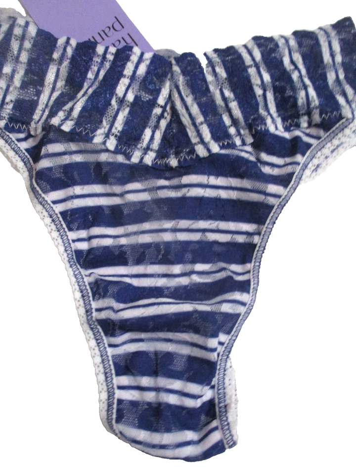 HANKY PANKY ONE SIZE OS THONG 4811 ORIGINAL RISE DARK BLUE WHITE NYLON ...