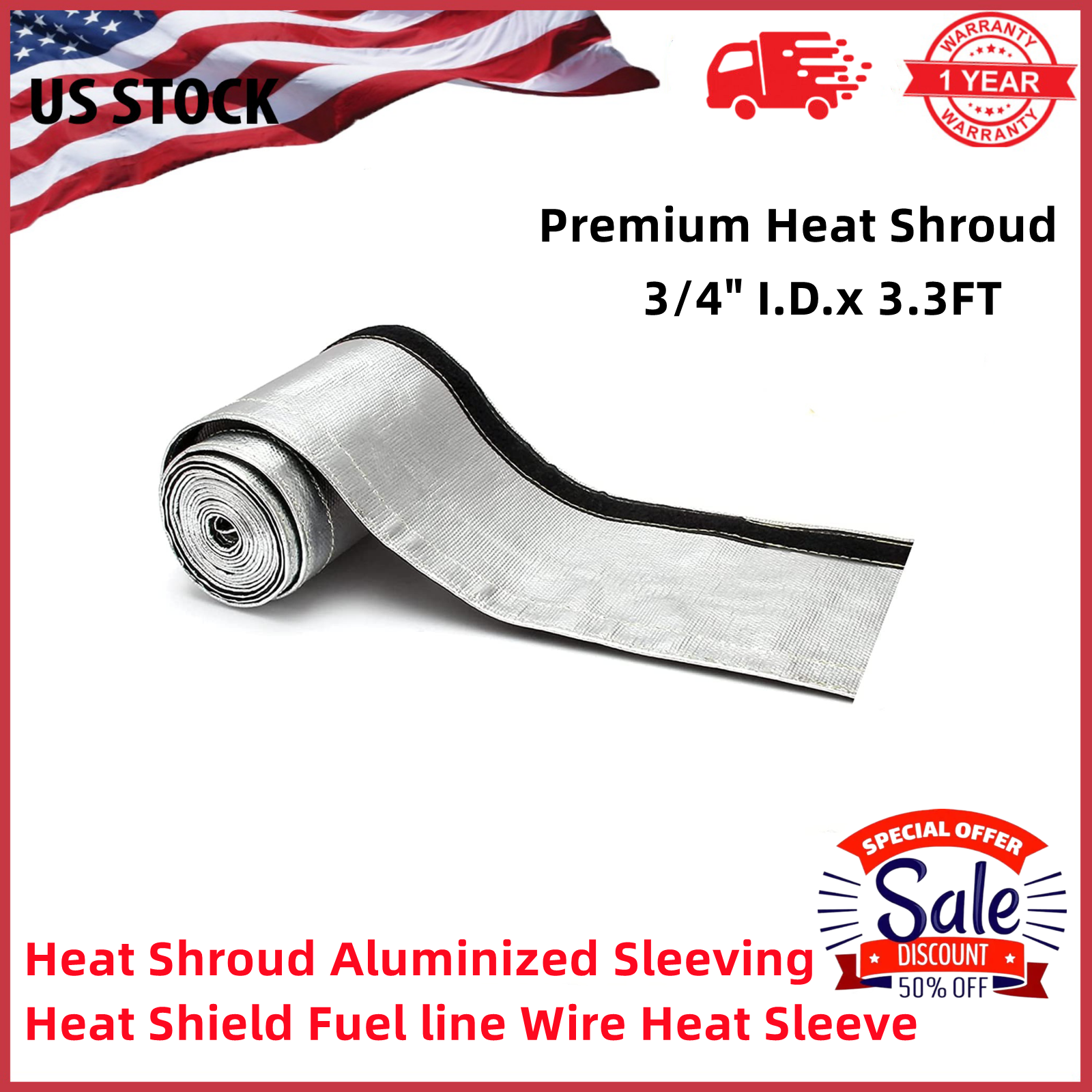 Premium Heat Shroud Aluminized Sleeving Heat Shield Fuel line Wire Heat ...