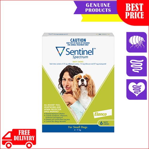 SENTINEL SPECTRUM for Dogs 4 to 11 Kg 6 Chews Flea Heartworm Treatment ...