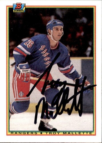 Troy Mallette Signed Autographed 90/91 Bowman card New York Rangers | eBay