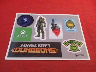 Xbox One Promo Sticker Sheet Halo Miecraft Dungeons Battletoads Gears ...