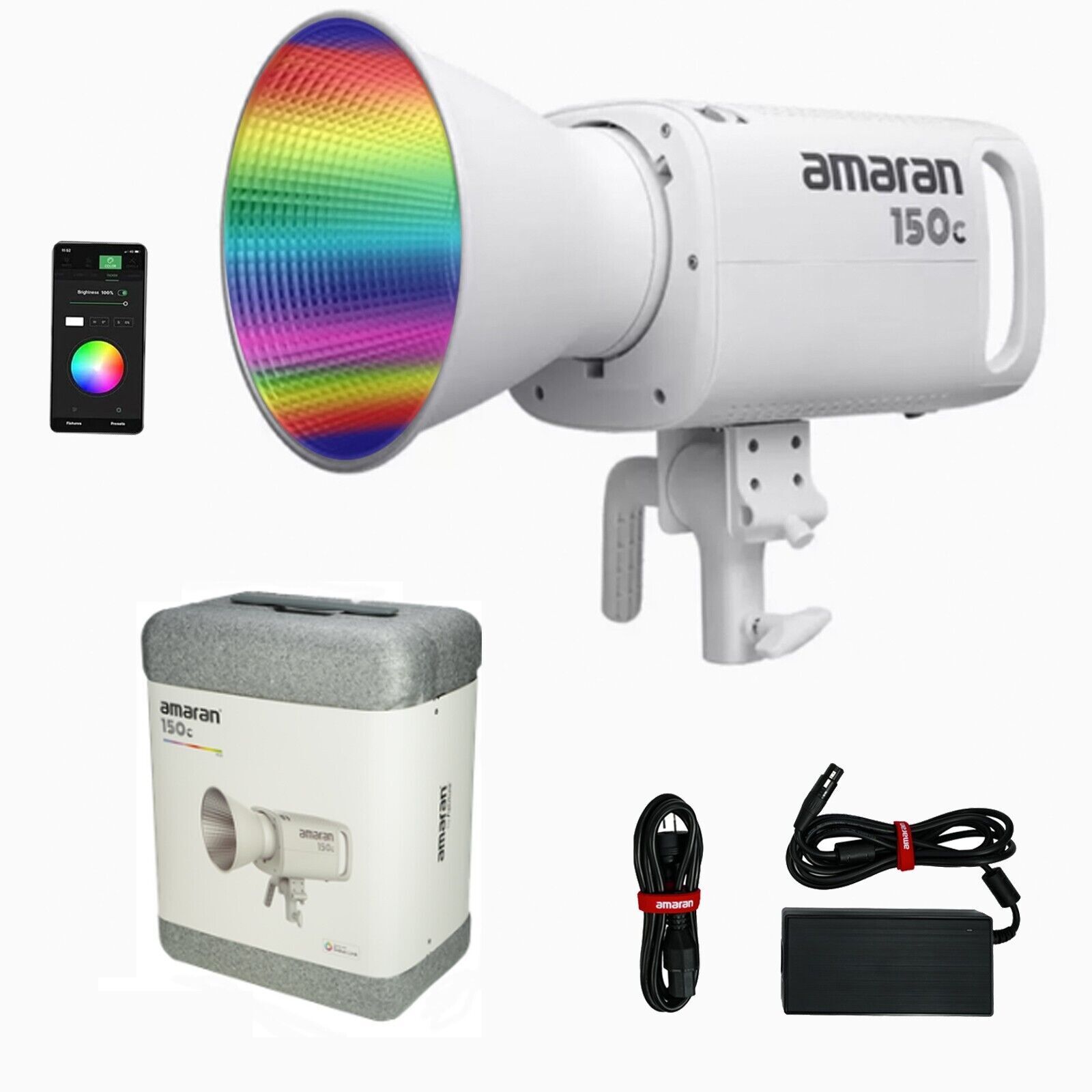 Aputure Amaran 150c 150W RGBWW LED Video Licht 2500K-7500K + Light Dome ...