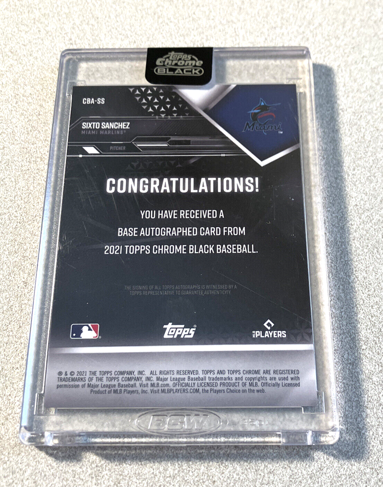 2021 Topps Chrome Black Green Refractor RC Auto #CBA-SS Sixto Sanchez ...