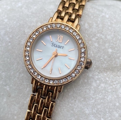 Stauer Bella Rose Watch rose gold mother of pearl face Diamondaura ...