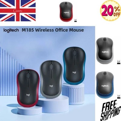 Logitech M185 Wireless Optical Mouse + USB Receiver Fit Compact PC ...