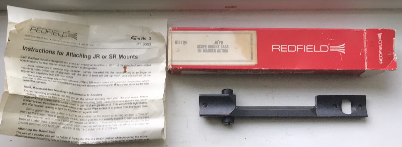 Vintage Redfield Scope Mount Base Mauser Action 511134 Base with Box | eBay