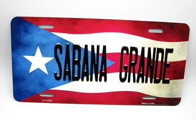 PUERTO RICO FLAG SABANA GRANDE ISLA DEL ENCANTO METAL CAR NOVELTY ...