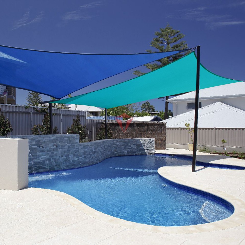 Permeable Rectangle Sun Shade Sail Shelter Cover UV Blocker for Garden ...