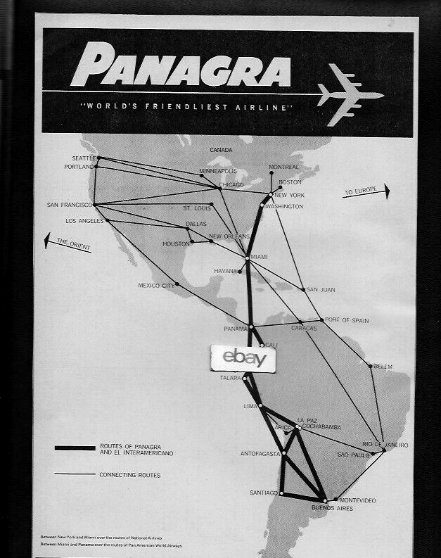 PANAGRA WORLD'S FRIENDLIEST AIRLINE 1959 ROUTE MAP | eBay
