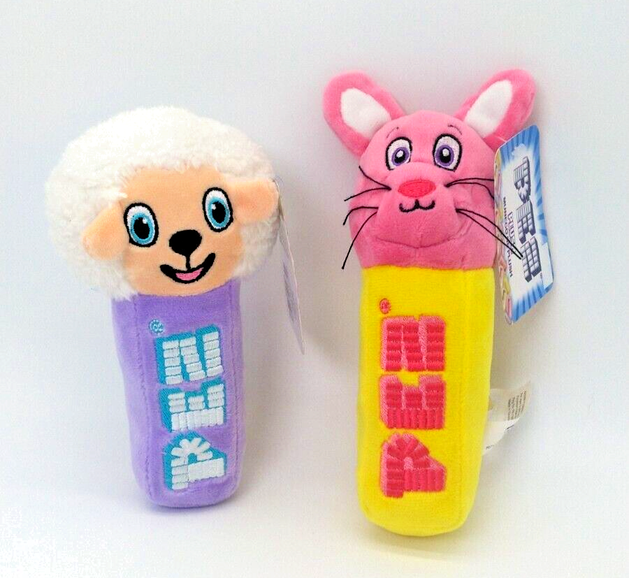 PEZ EASTER PLUSH SET OF 2W/BUNNY &LAMB STUFFED ANIMALS BY RUZ EASTER ...