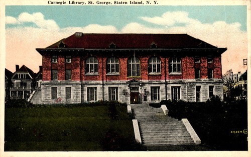 Postcard Carnegie library, St. George, Staten Island, New York | eBay