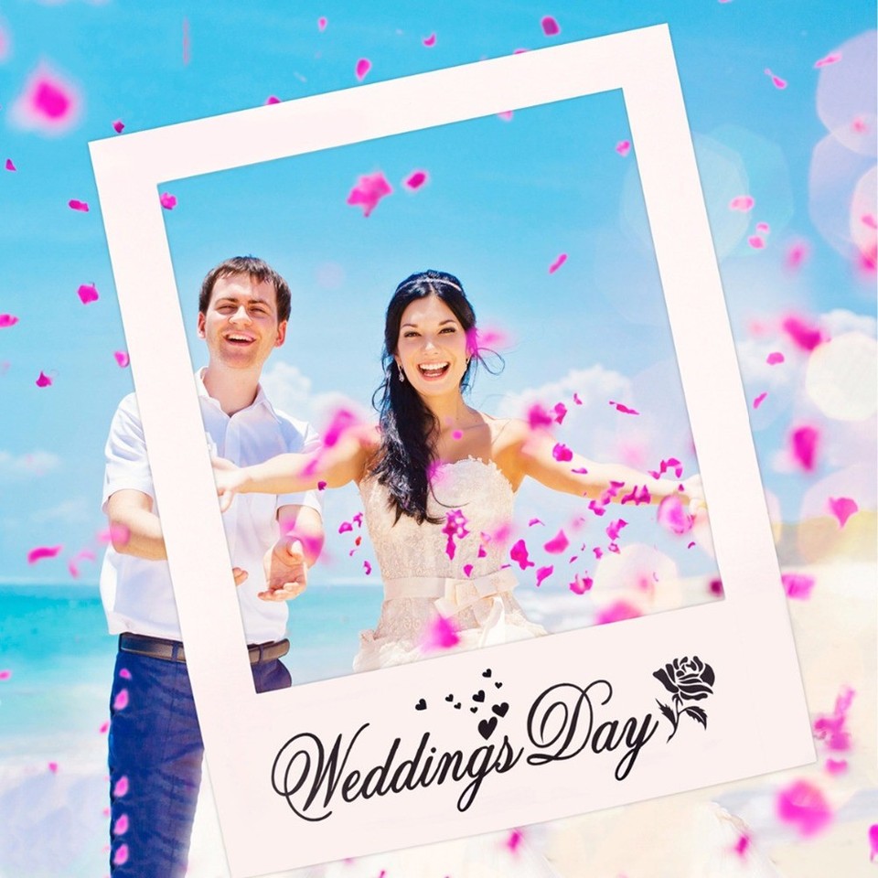 Wedding Day Photo Frame DIY Photo Props Creative Photo Booth Wedding ...