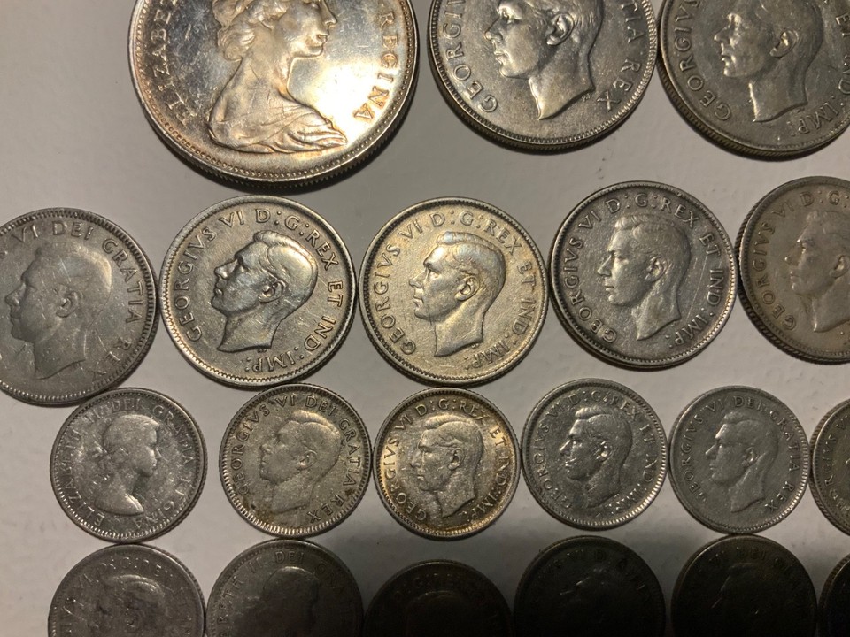 5 TROY OUNCES - $6.75 Face Value Pre 1967 80% Silver Canadian Coins ...