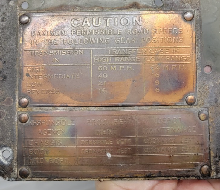 Original Master Data Plates for Willys M38 Jeep G740 P# 657116 G-2740 ...