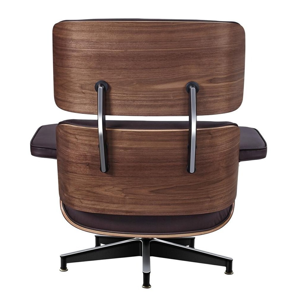 Mid Century Eams Lounge Chair and Ottoman Set Top Grain Leather ...