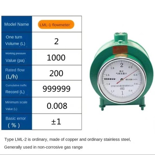 Wet Gas Meter For Laboratory Use LML1/2 LMF1/2 Type Anti-Corrosion 5L ...