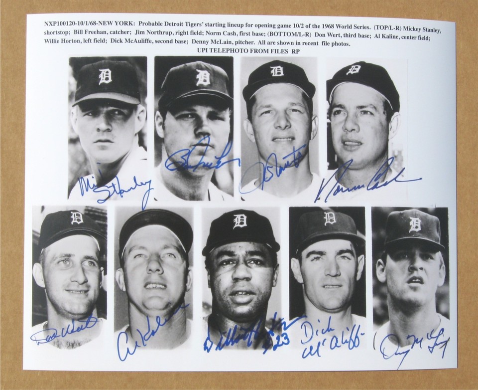1968 World Series Detroit Tigers Starting Line Up Signed(Copy) 8x10 ...