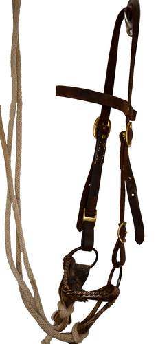 Western Browband Headstall Twisted Snaffle Bit Mecate Reins Rope ...