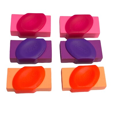6 Bic Erasers Contoured Comfortable Grip Eraser NEW Pencil Eraser | eBay