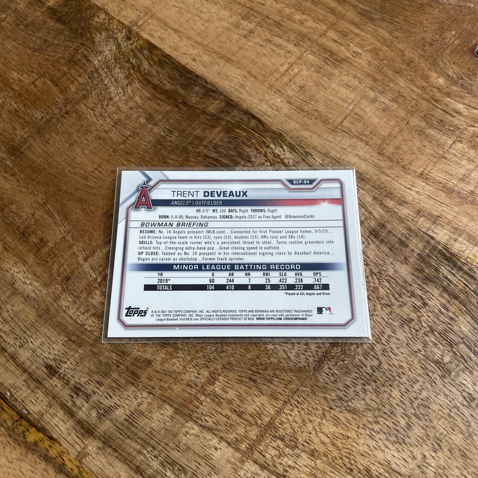 2021 BOWMAN CHROME MOJO REFRACTORS 1ST RC TRENT DEVEAUX ANGELS | eBay