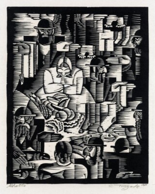 Ghetto Woodcut Charles Turzak 1939 Social Realism WPA Era Archival Art ...