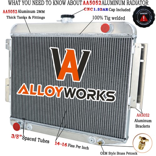 3 Row Aluminum Radiator For 66-1969 67 Dodge Charger 500 R/T 7.0L 7.2L ...
