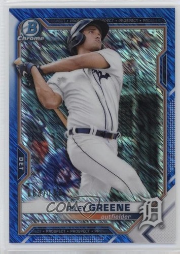 2021 Bowman Chrome Prospects Blue Shimmer Refractor /150 Riley Greene # ...