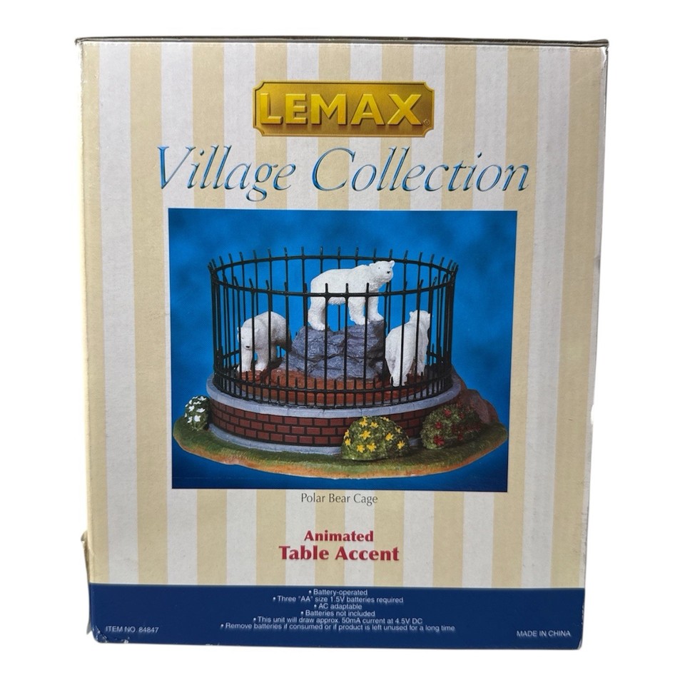 Lemax Village Collection POLAR BEAR CAGE #84847 Animated Zoo With Box ...