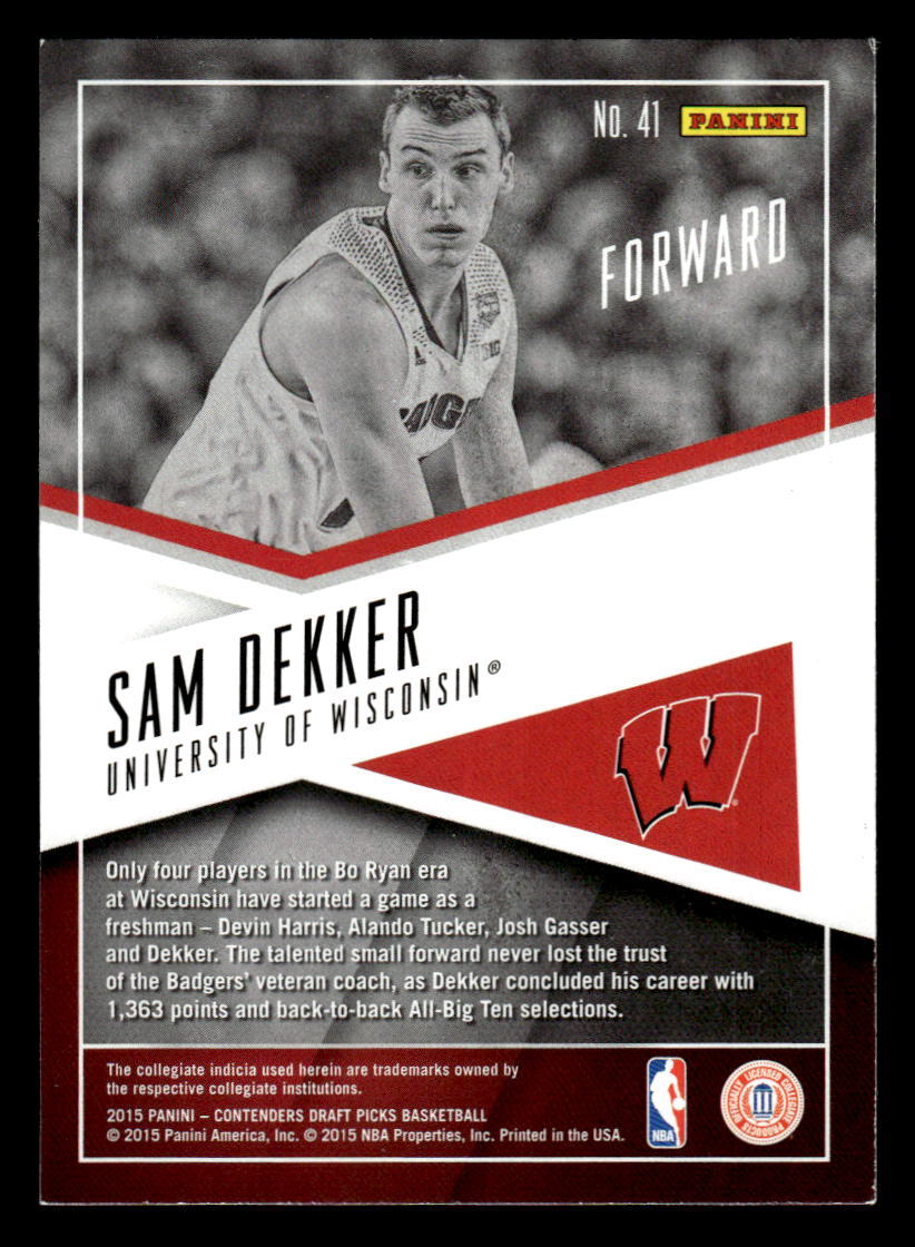 2015 Panini Contenders Draft Picks #41 Sam Dekker School Colors | eBay