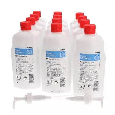 12 X 1 Litre Ecolab Alcohol Hand Sanitizer Rub Ideal For killing Germs ...