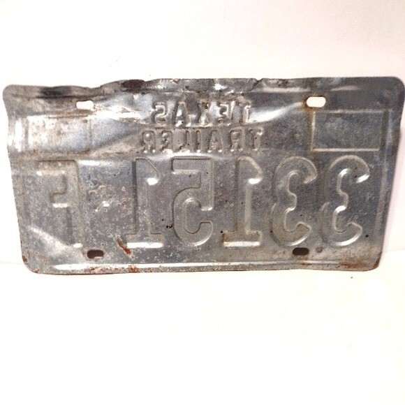 Vintage 1985 Texas Trailer License Plate #33151-F Black and White | eBay