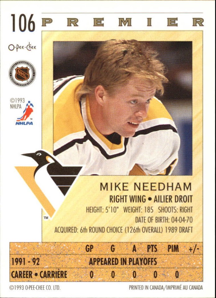 1992-93 OPC Premier #106 Mike Needham RC | eBay