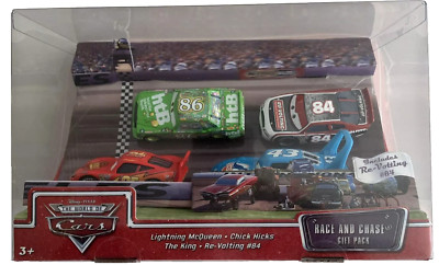 Disney Cars Race & Chase 4 Pack Lightning McQueen Chick King Revolting ...