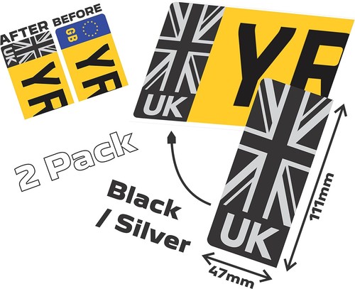 Silver UK Car Number Plate Sticker. Union Jack / EU / Europe / Brexit ...