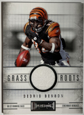 2012 Panini Playbook Cedric Benson Grass Roots Game Used Jersey Worn 3/ ...