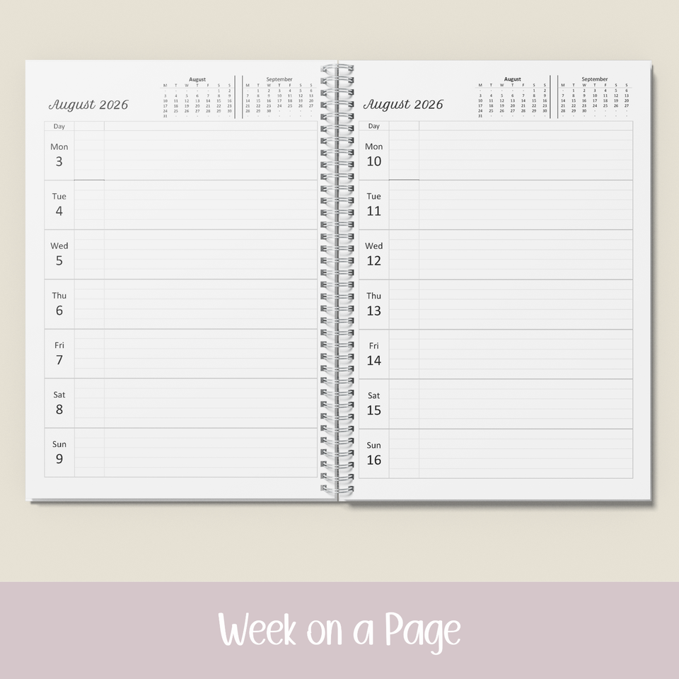 Personalised Diary Spring, Week to a Page Any Month Start, 2025 2026 ...