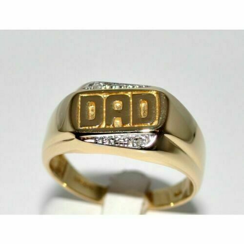 Dad Fathers Day Ring With .50Ct Simulated Diamond 14k Yellow Gold ...