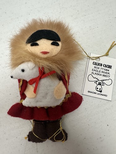 Calico Cache Santa Claud House Eskimo Girl Bear Felt Christmas Ornament ...