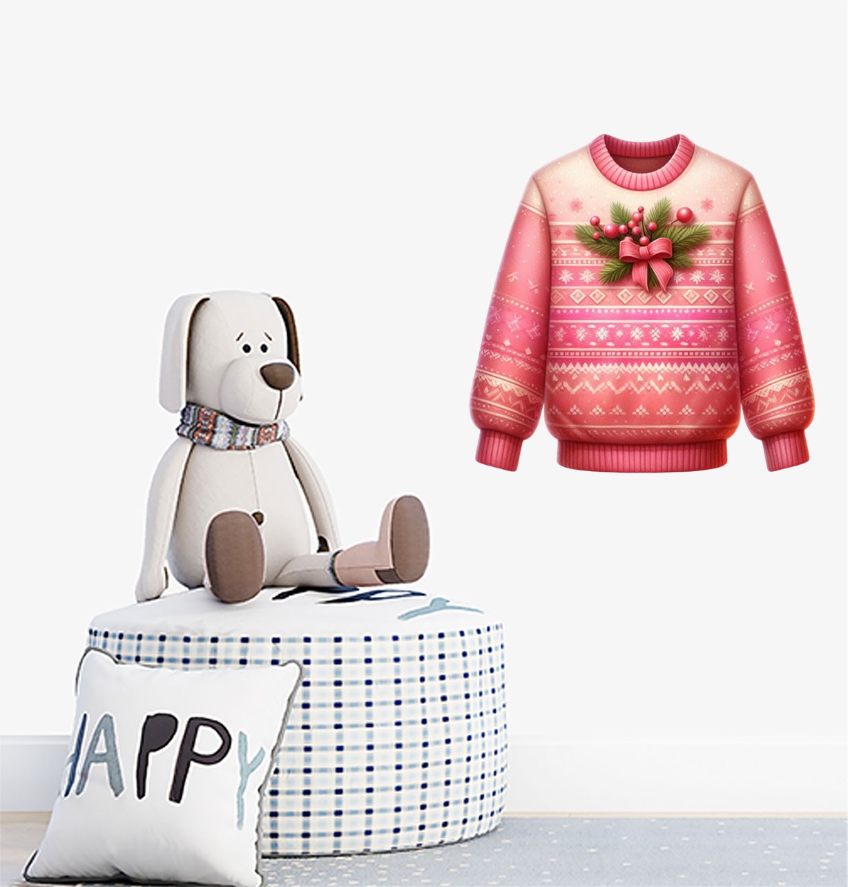 Christmas Pink Jumper Wall Art Bedroom Laptop Decor Vinyl Sticker Decal ...