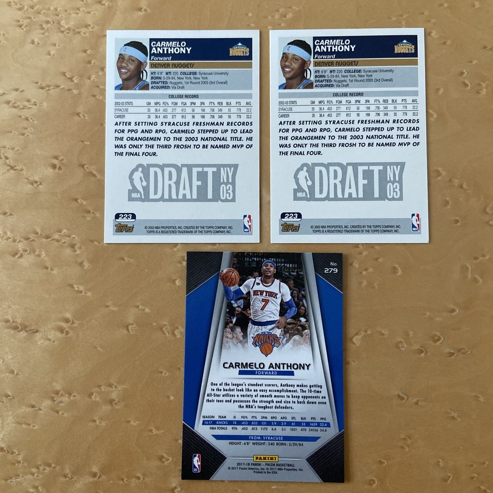 2003 Topps Carmelo Anthony Rookie Cards 2 Card Lot Plus Prizm | eBay