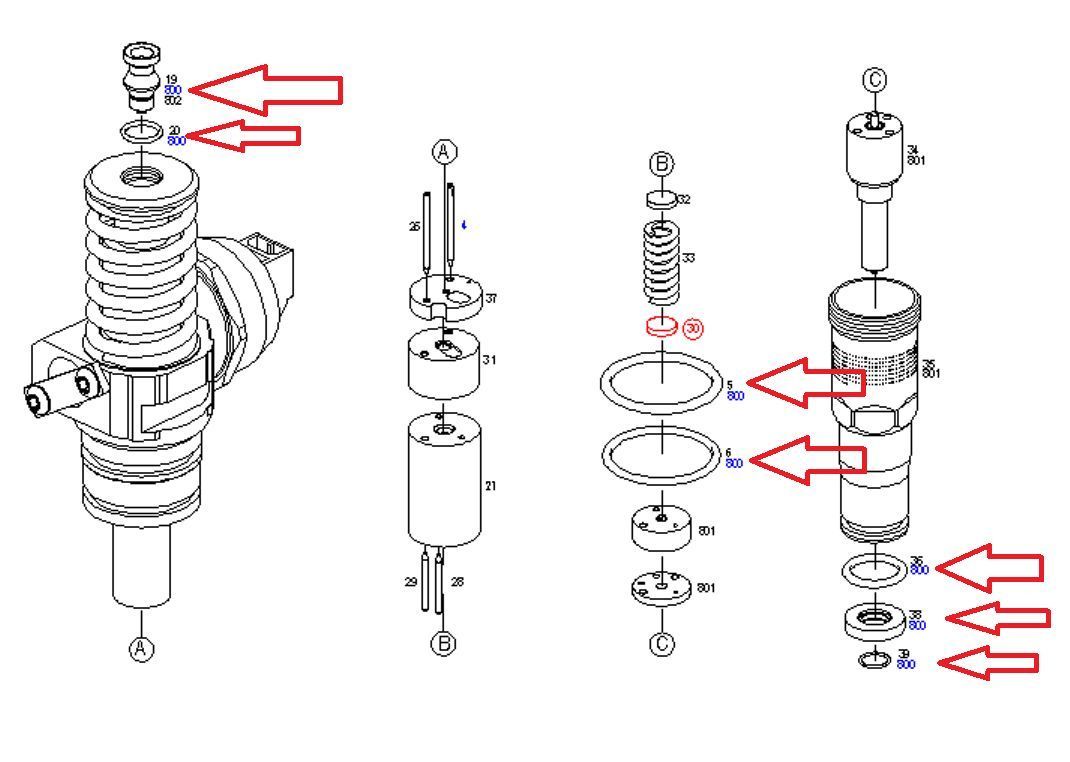 AUDI/VW PD injector repair kit /TDI PD Injector seals kit/TDI PDunit ...
