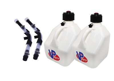 VP Fuel 2 Pack White Square 3 Gallon Race Fuel Jug + Hoses & Hose ...