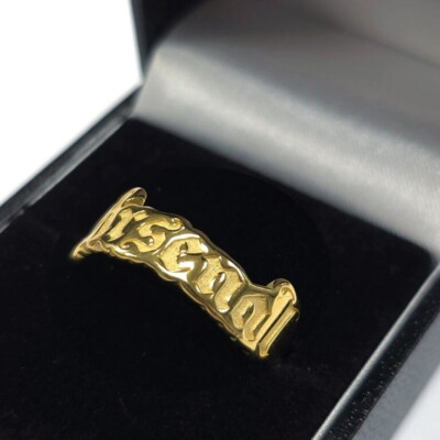 Arsenal FC 18ct Gold Plated on Silver Text Ring in 6 Sizes Official ...