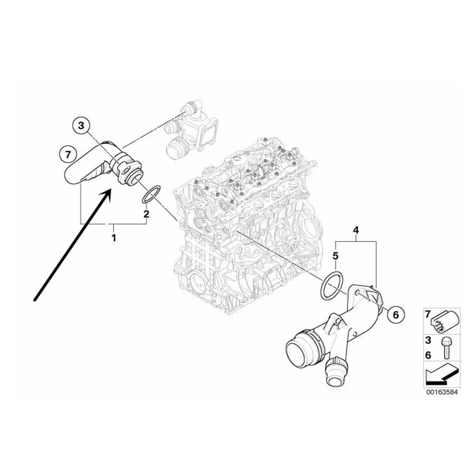 11537572159 Spare Parts Radiator Coolant Water Pipe for BMW 1 3 Series ...