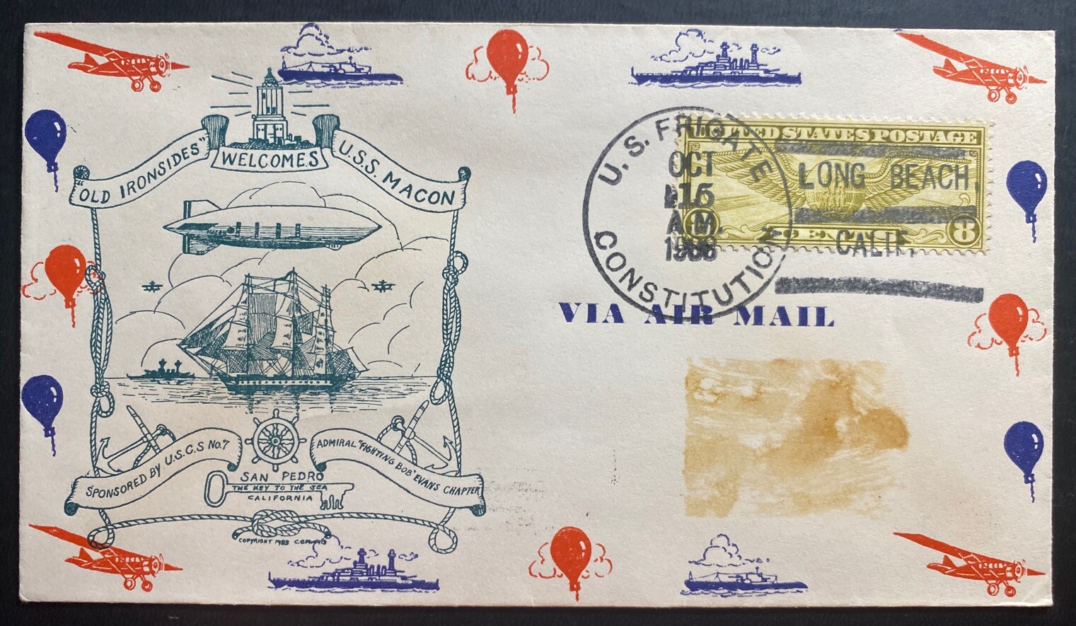 1934 Frigate Constitution USA USS Macon Airship ZRS5 Welcomes Long ...